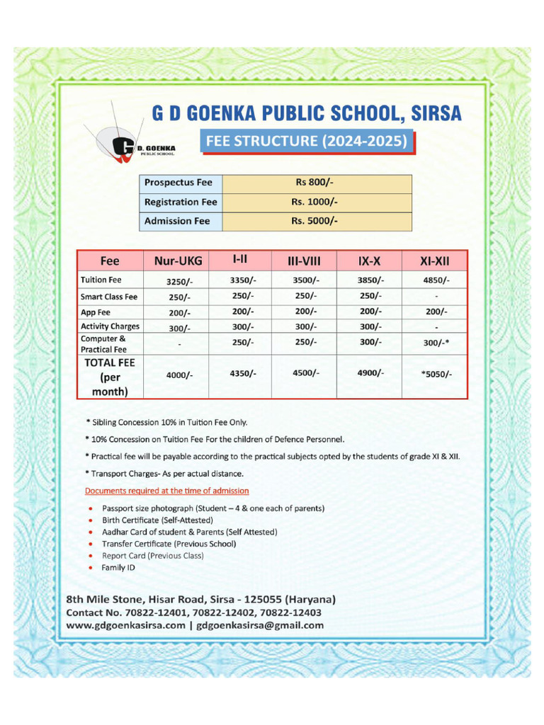Fee Structure 1 | PDF