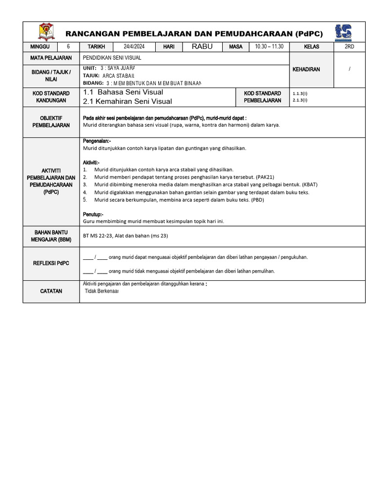RPH Week 6 (PSV 2) | PDF