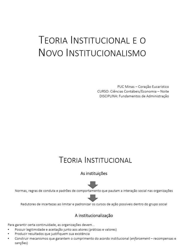 Teoria Institucional e Novo Institucionalismo | PDF | Sociologia | Economia