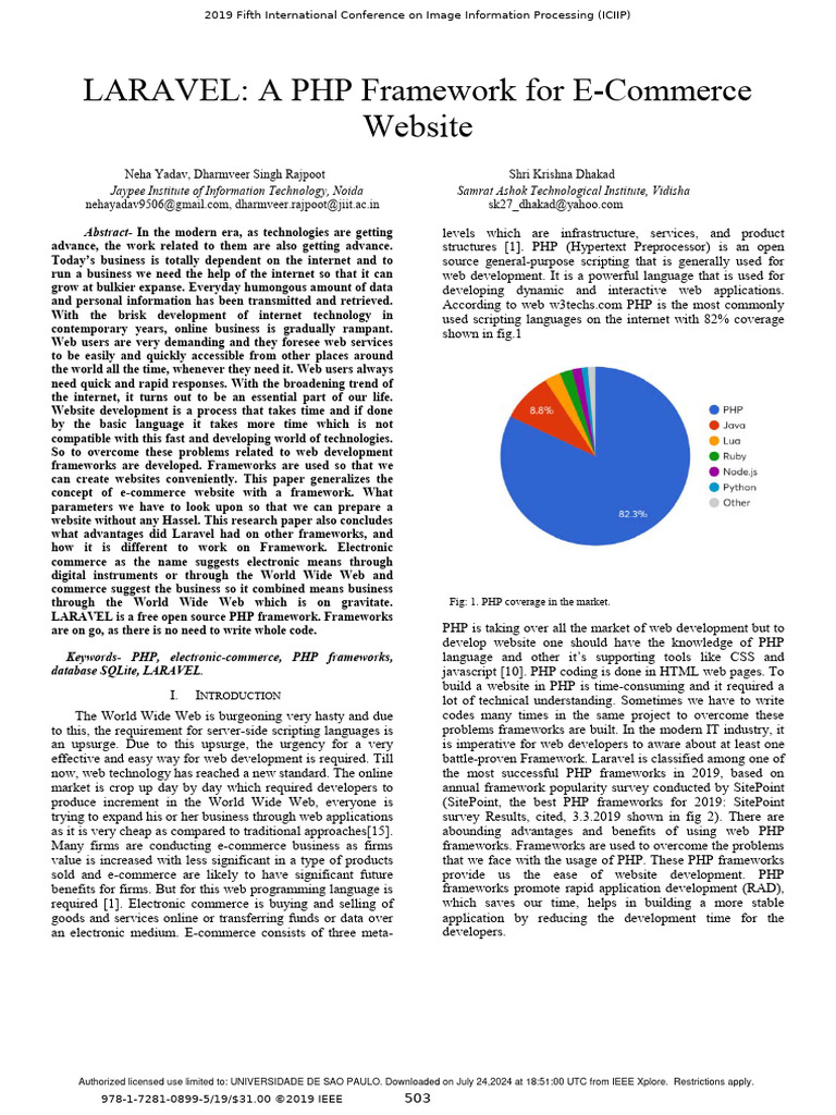 Laravel A Php Framework For E Commerce Website Pdf Php World Wide Web