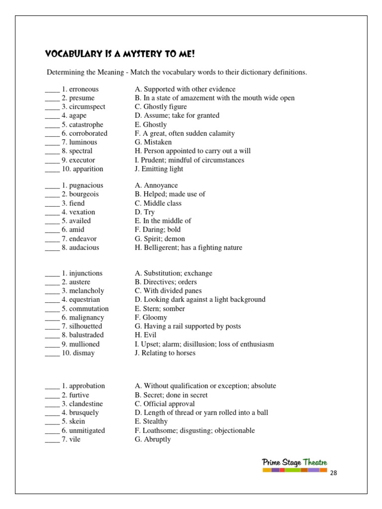 SHERLOCK HOLMES - Vocabulary | PDF