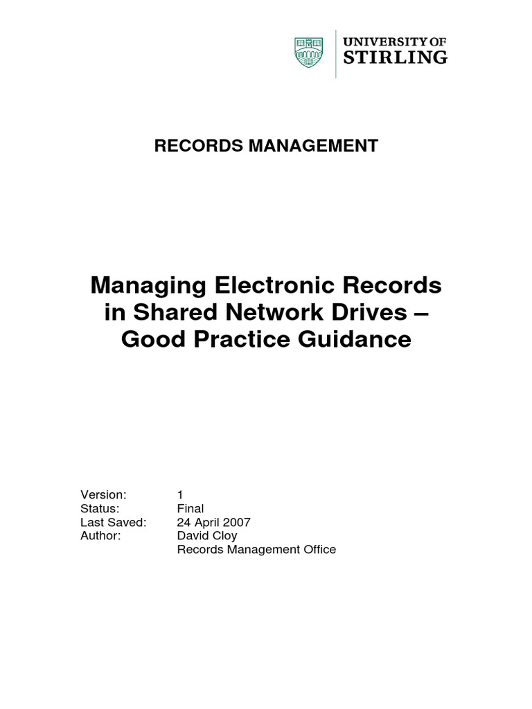 Managing Electronic Records in Shared Network Drives | PDF | Records ...