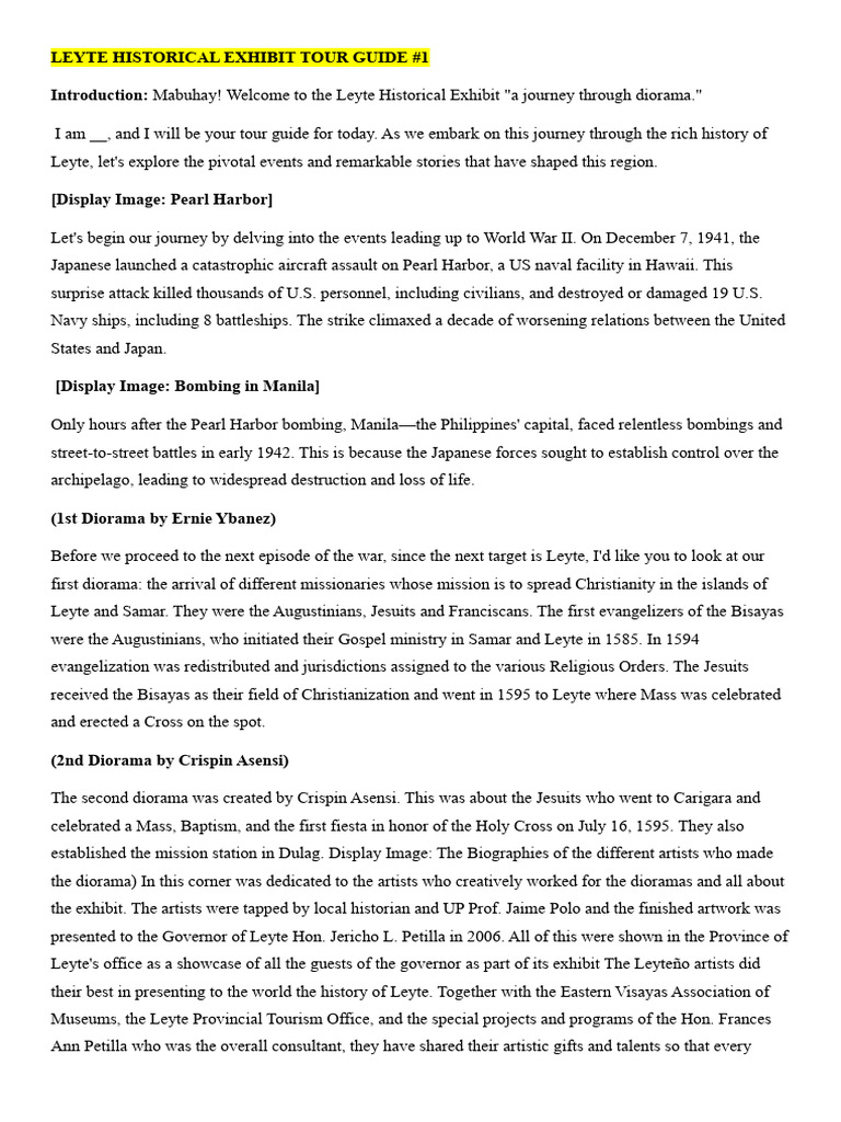 Leyte Historical Exhibit Script | PDF | Douglas Mac Arthur | Empire Of ...