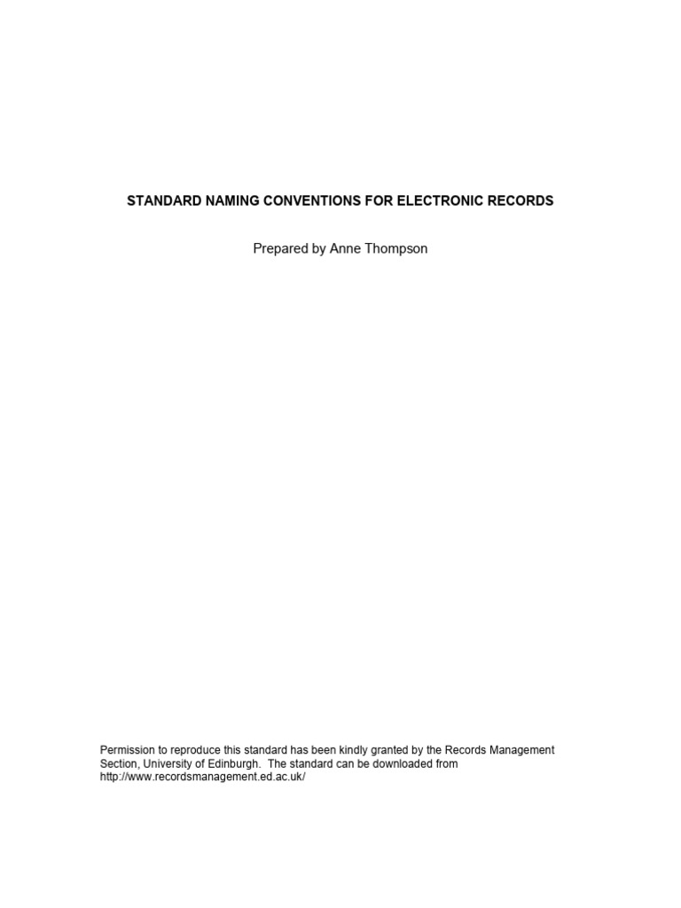 Standard Naming Convention Electronic Records Edinburg | PDF | Computer File | Directory (Computing)