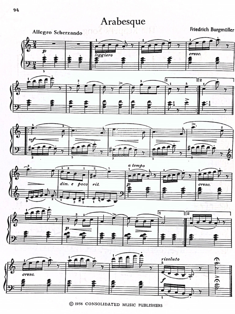 Arabesque - F. Burgmüller | PDF