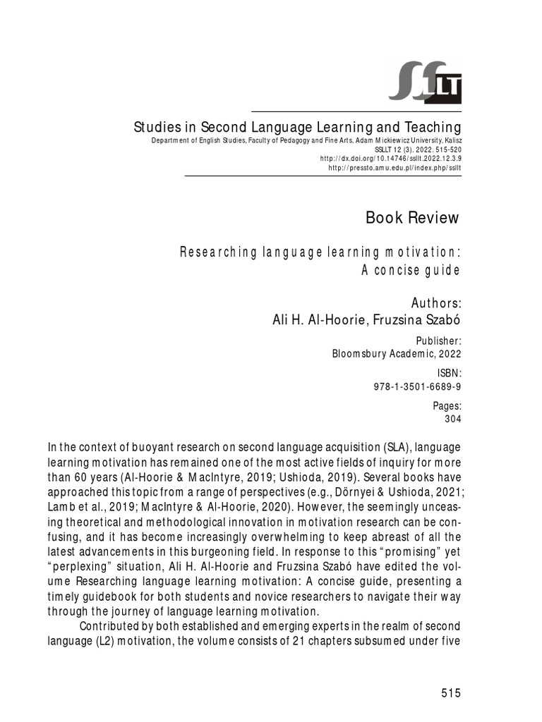 Review of Researching Language Learning Motivation A Concise Guide by ...
