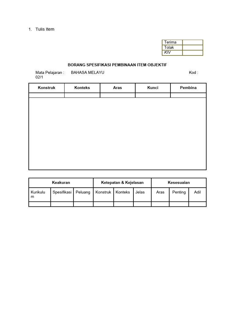 Borang Topi Kasut | PDF