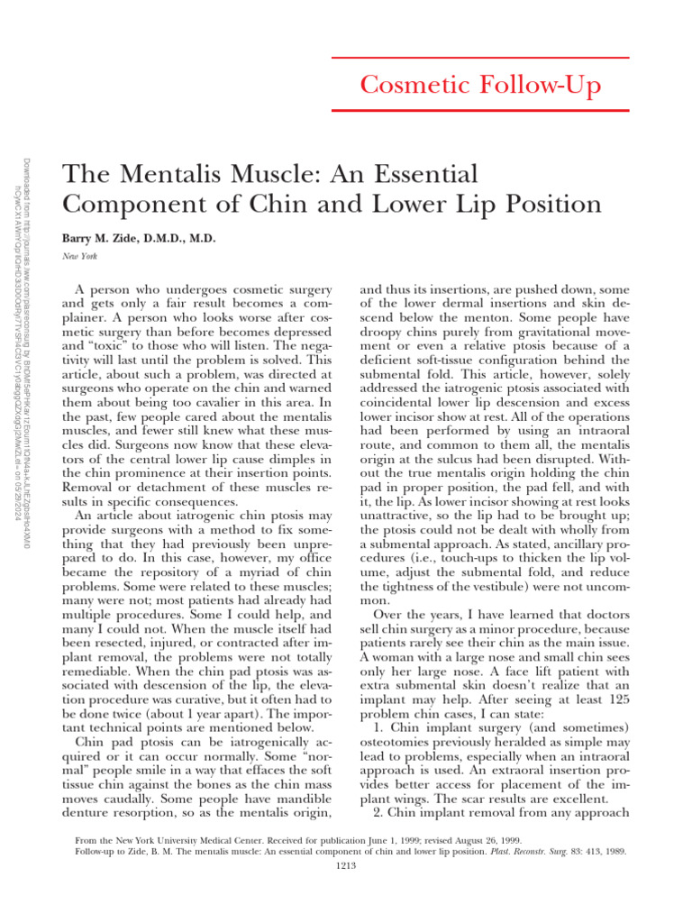 The Mentalis Muscle An Essential Component Of.61 | PDF | Surgery ...