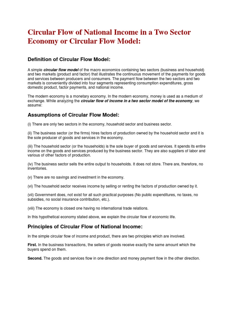 Circular Flow of National Income in A Two Sector Economy or Circular ...