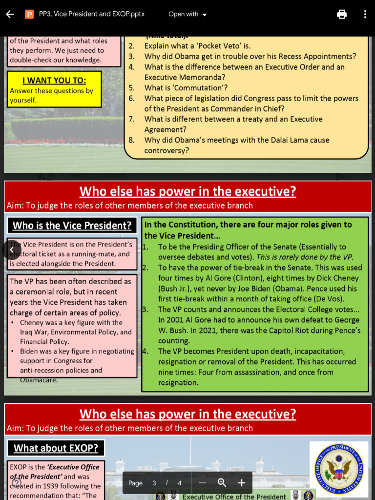 1603, P5 - VP and EXOP | PDF | Presidents Of The United States ...