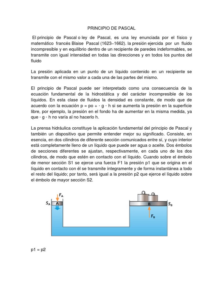 Principio de Pascal | PDF | Mecánica de Medios Continuos | Gases