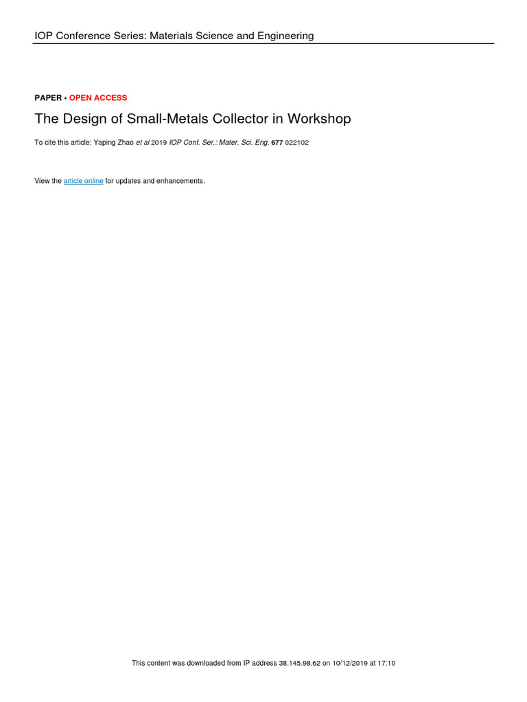 The Design of Small-Metals Collector in Workshop | PDF | Adsorption ...