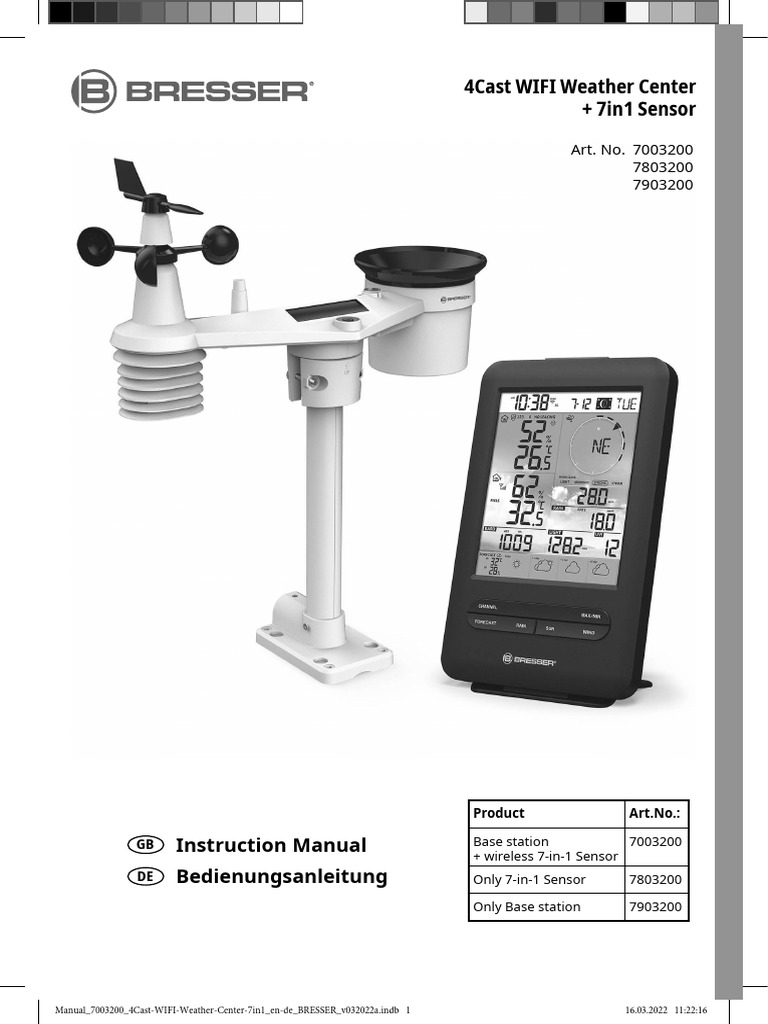 Manual de Utilizare Statie Meteo 7 in 1 4-Day 4cast WLAN Bresser ...
