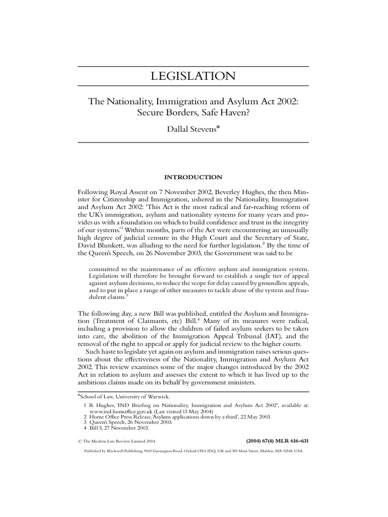 The Nationality Immigration and Asylum A | PDF
