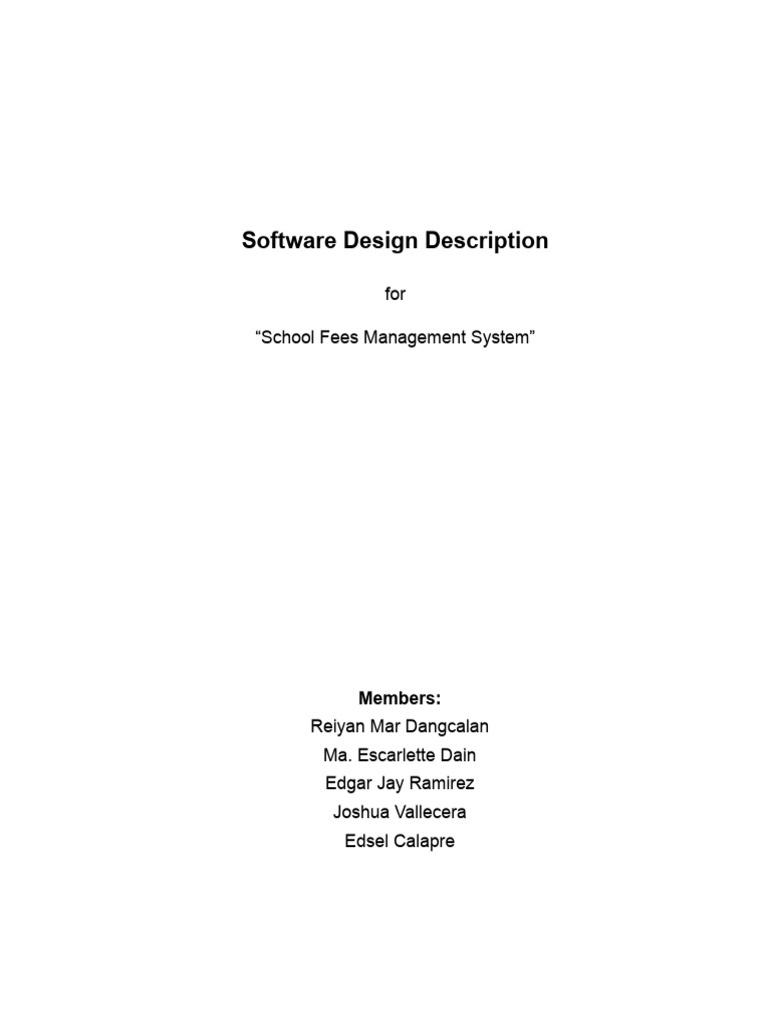 Software Design Description School Fees Managemnt System | PDF ...