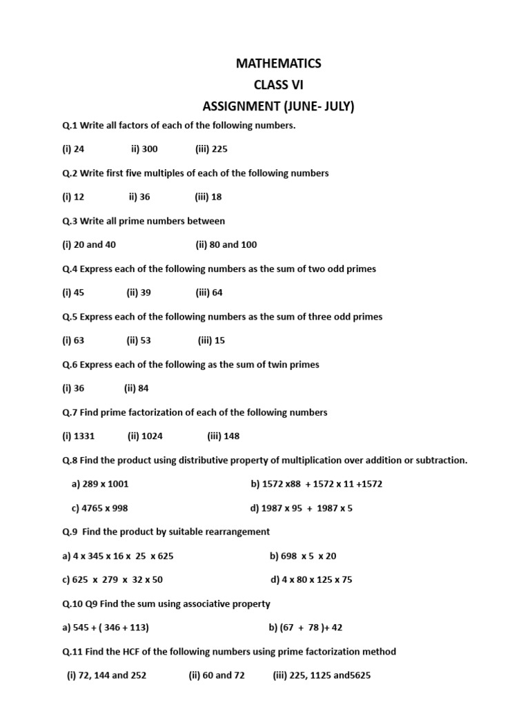 CBSE Class 6 Playing With Numbers Worksheet | PDF | Prime Number ...
