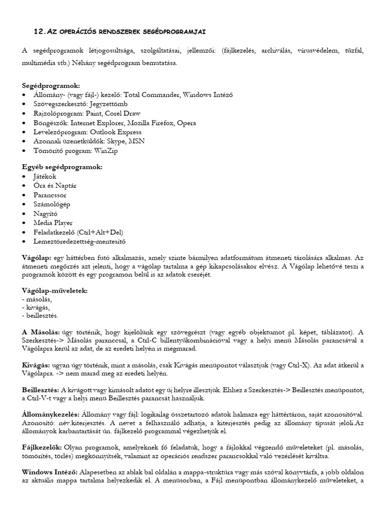 Informatika Érettségi 12. Tétel | PDF