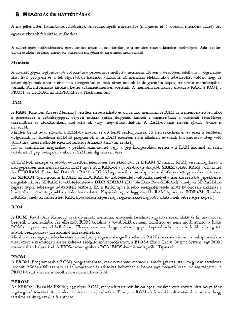 Informatika Érettségi 8. Tétel | PDF