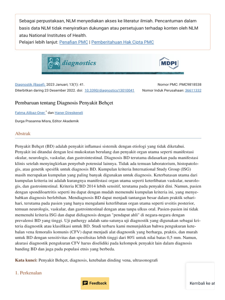 Pembaruan Diagnosis Penyakit Behçet | PDF