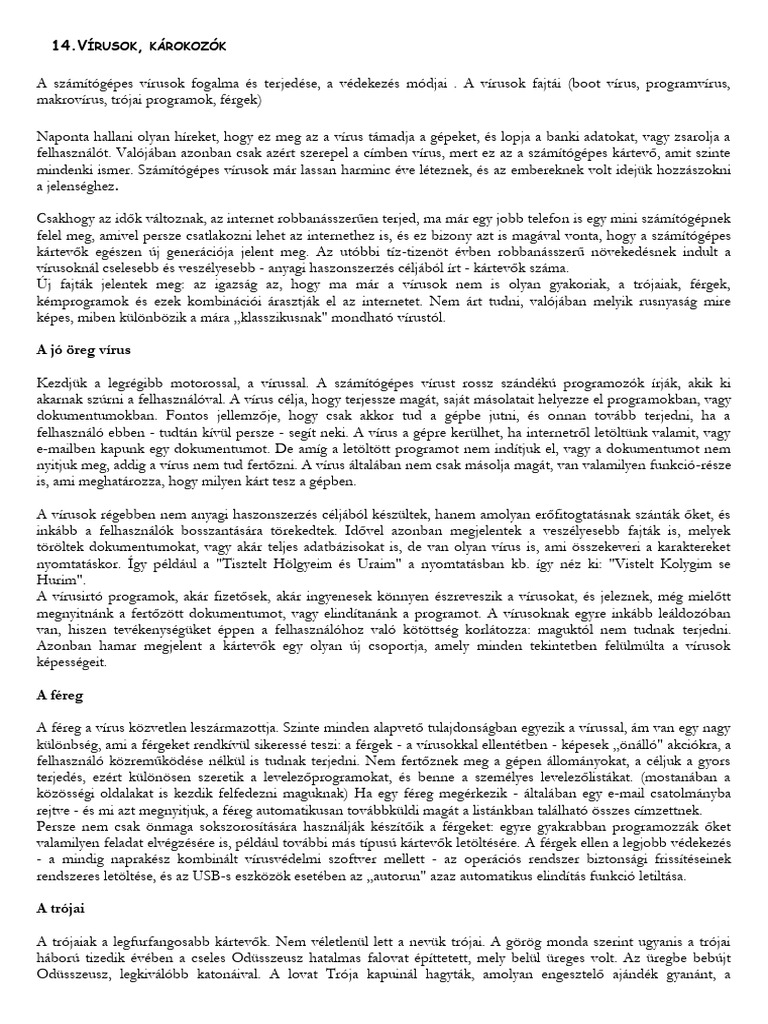 Informatika Érettségi 14. Tétel | PDF