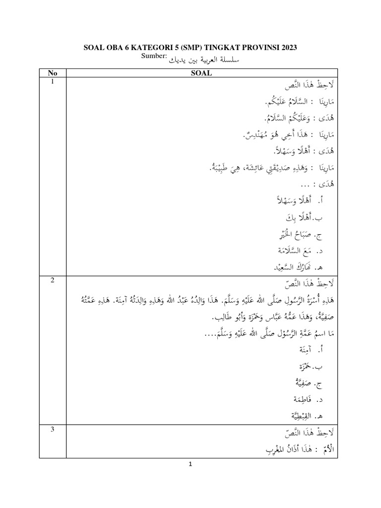 Soal Oba 6 Kategori 5 (SMP Negeri Swasta) Tingkat Provinsi 2023 | PDF