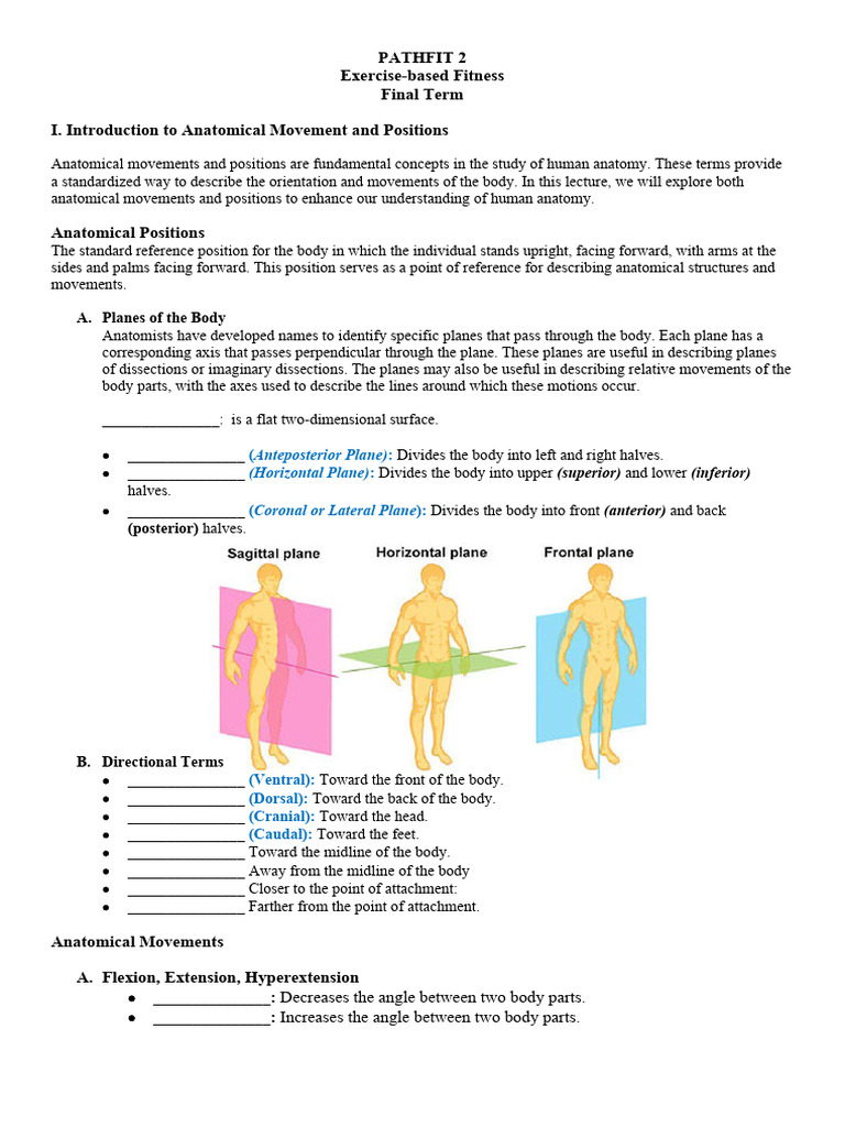 PATHFIT 2 Module 1 Work Note | PDF | Anatomical Terms Of Motion ...