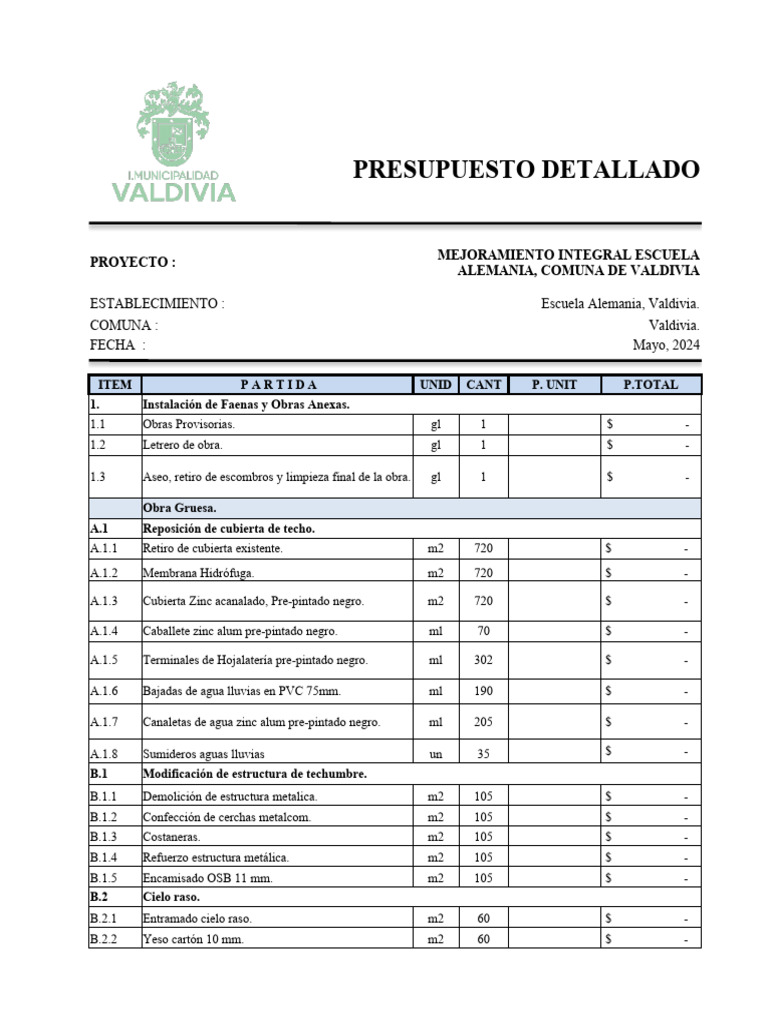 PRESUPUESTO_DETALLADO | PDF | edificio | Materiales
