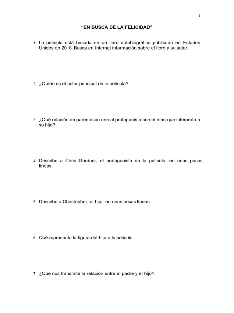 En busca de la felicidad. Práctica | PDF | Felicidad