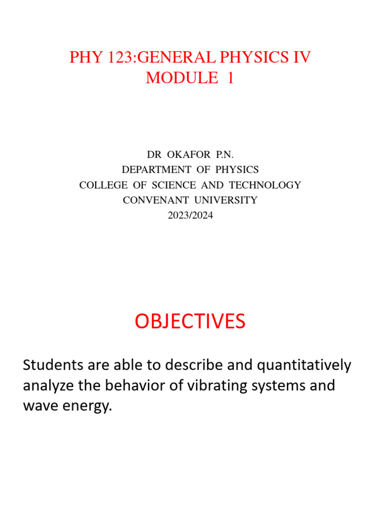Physics 123 General Physics Iv (Simple Harmonic Motion) | PDF | Resonance | Damping