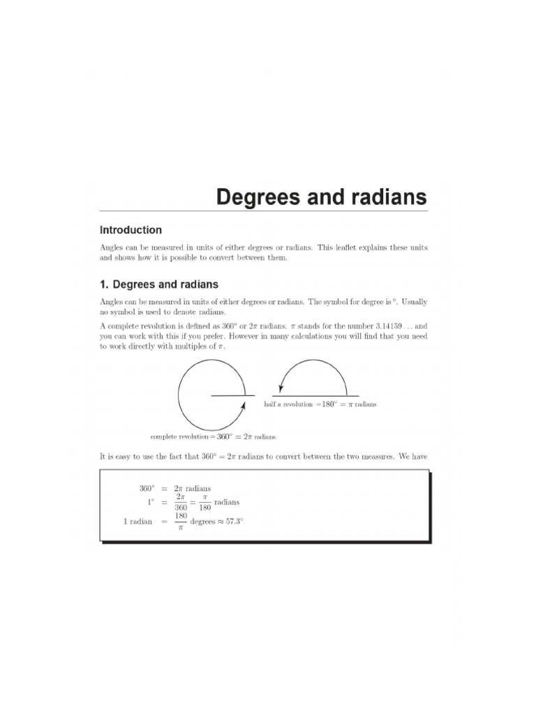 Degrees and Radians | PDF
