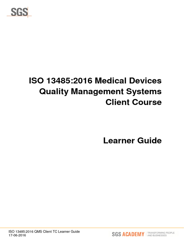 ISO 13485:2016 QMS Training Guide | PDF | Quality Management System ...
