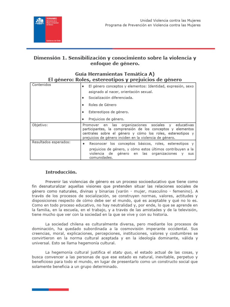 D1. a) El Género Roles, Estereotipos y Prejuicios de Género | PDF ...