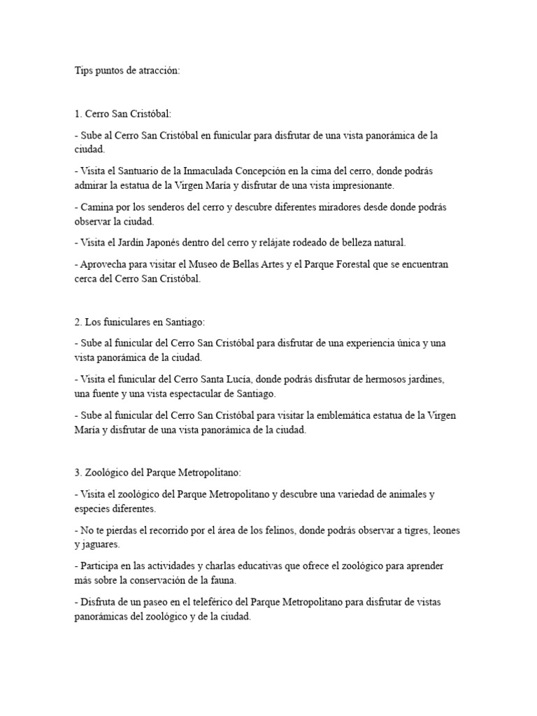 Tips A Realizar en Stgo | PDF