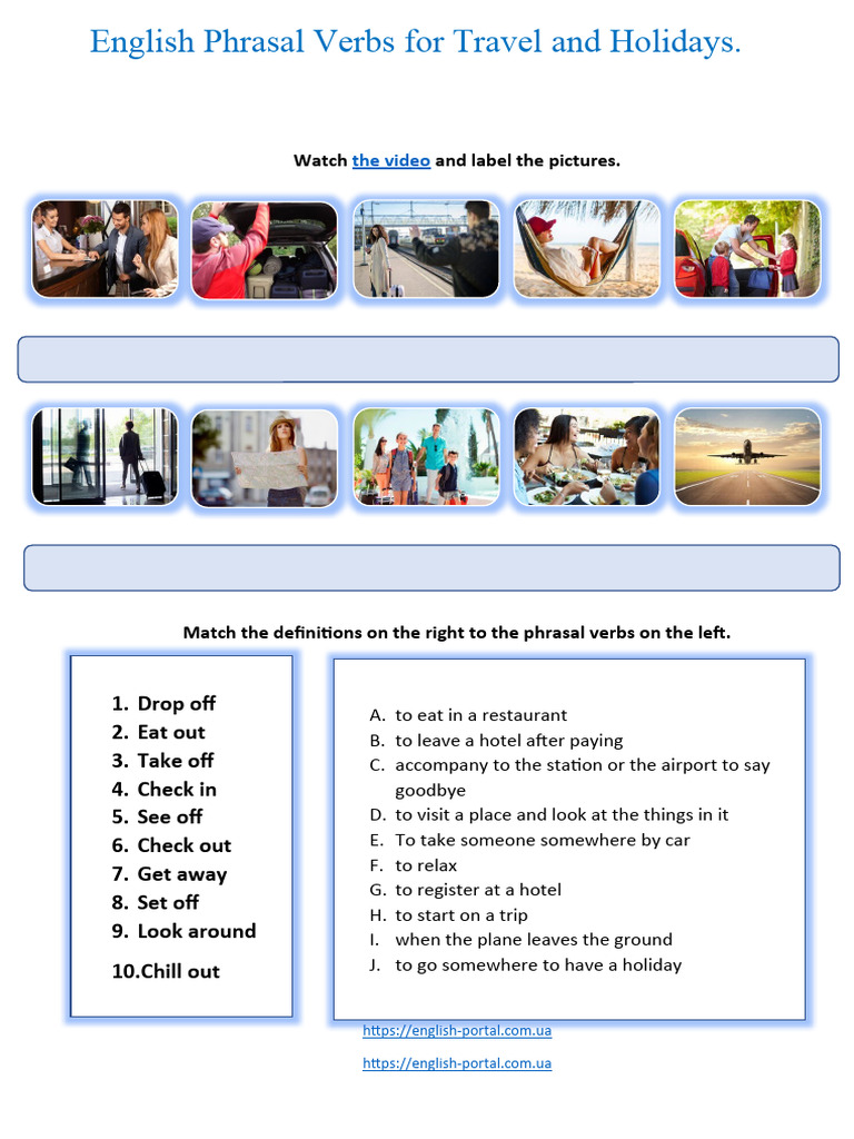 Holidays and Travel Phrasal Verbs | PDF