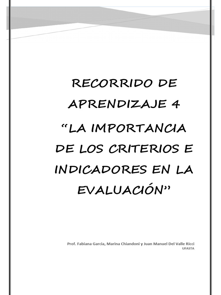 Recorrido de Aprendizaje 4 - La importancia de los Criterios e Indicadores en la Evaluación ...