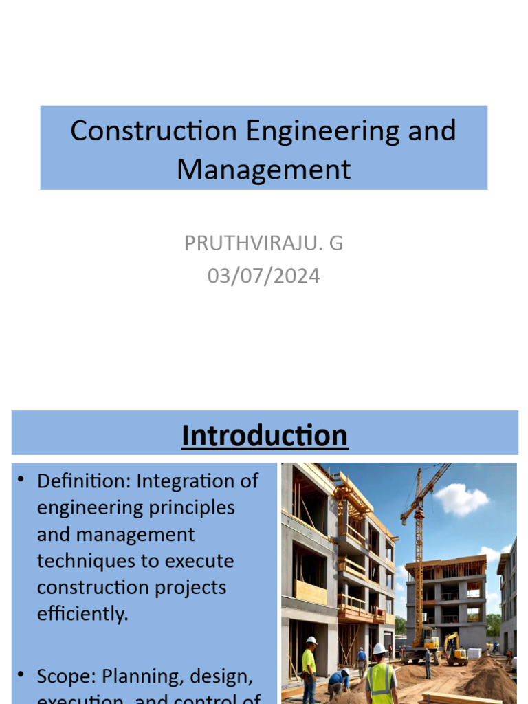 Construction Engineering and Management Presentation | PDF | Art | Technology & Engineering