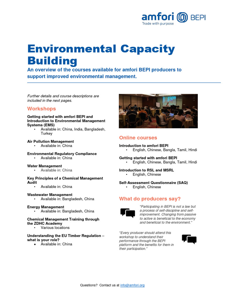 amfori BEPI Environmental Training Overview | PDF | Water ...