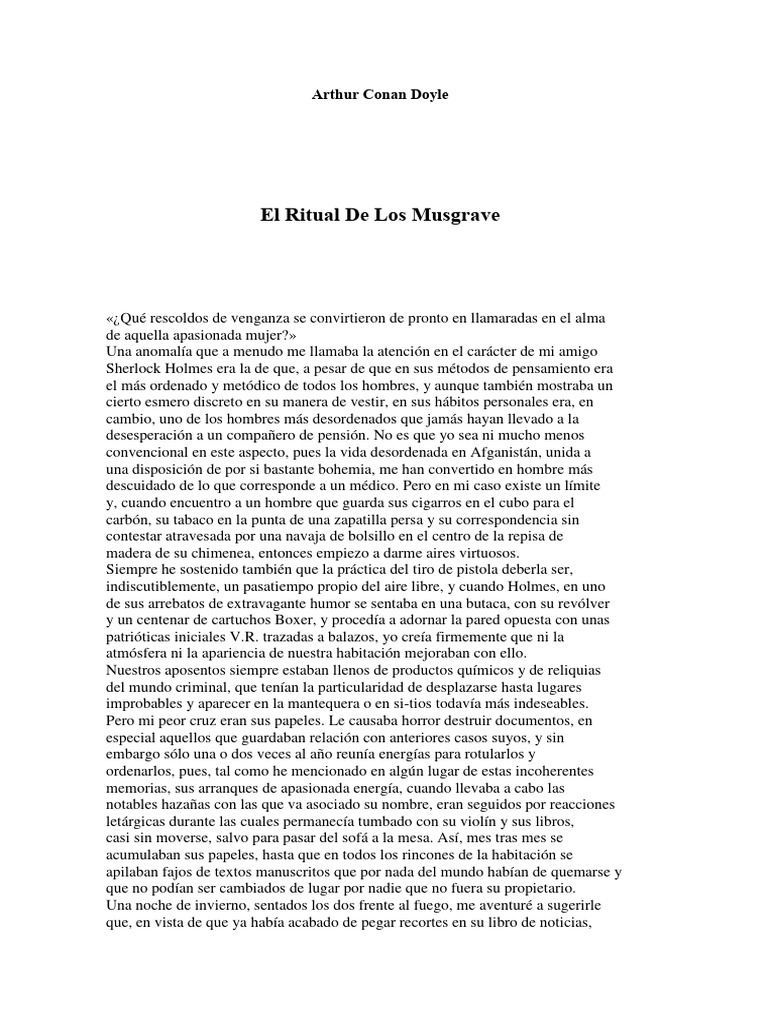 21 El Ritual de Los Musgrave Autor Arthur Conan Doyle | PDF | Sherlock ...