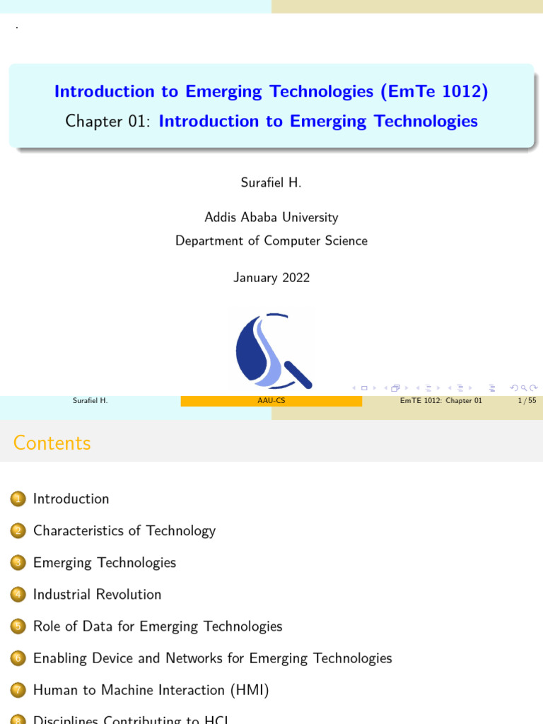 Introduction to Emerging Technologies | PDF | Human–Computer Interaction | Internet Of Things