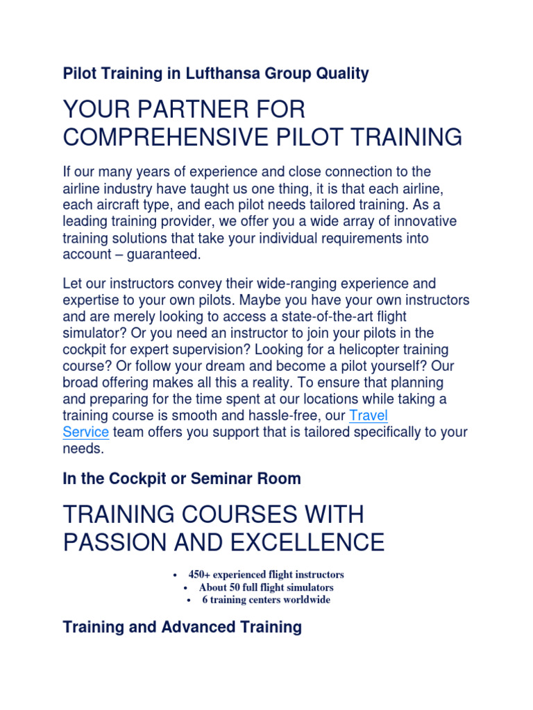 Lufthansa Comprehensive Pilot Training | PDF | Aviation | Aircraft