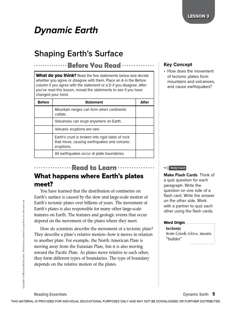 Lesson 3 Shaping Earth S Surface | PDF | Plate Tectonics | Volcano