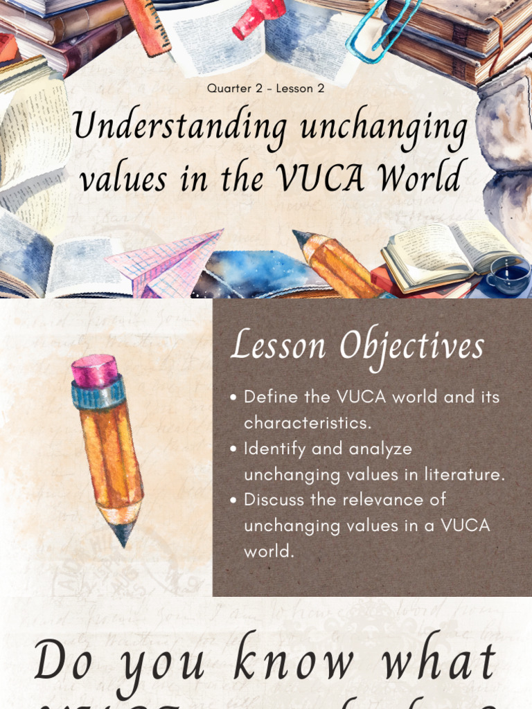 Understanding Unchanging Values in The VUCA World: Quarter 2 - Lesson 2 ...