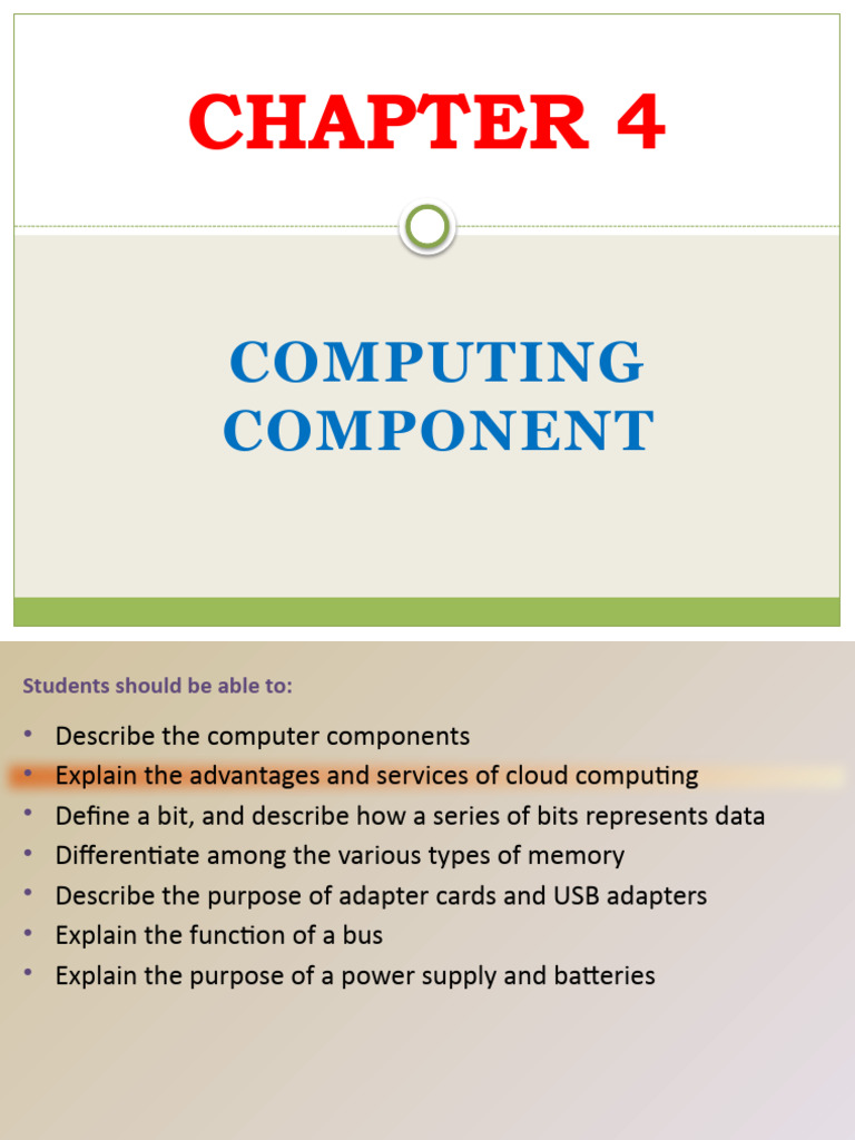 Chp4-Computing Components V2 | PDF | Random Access Memory | Central Processing Unit