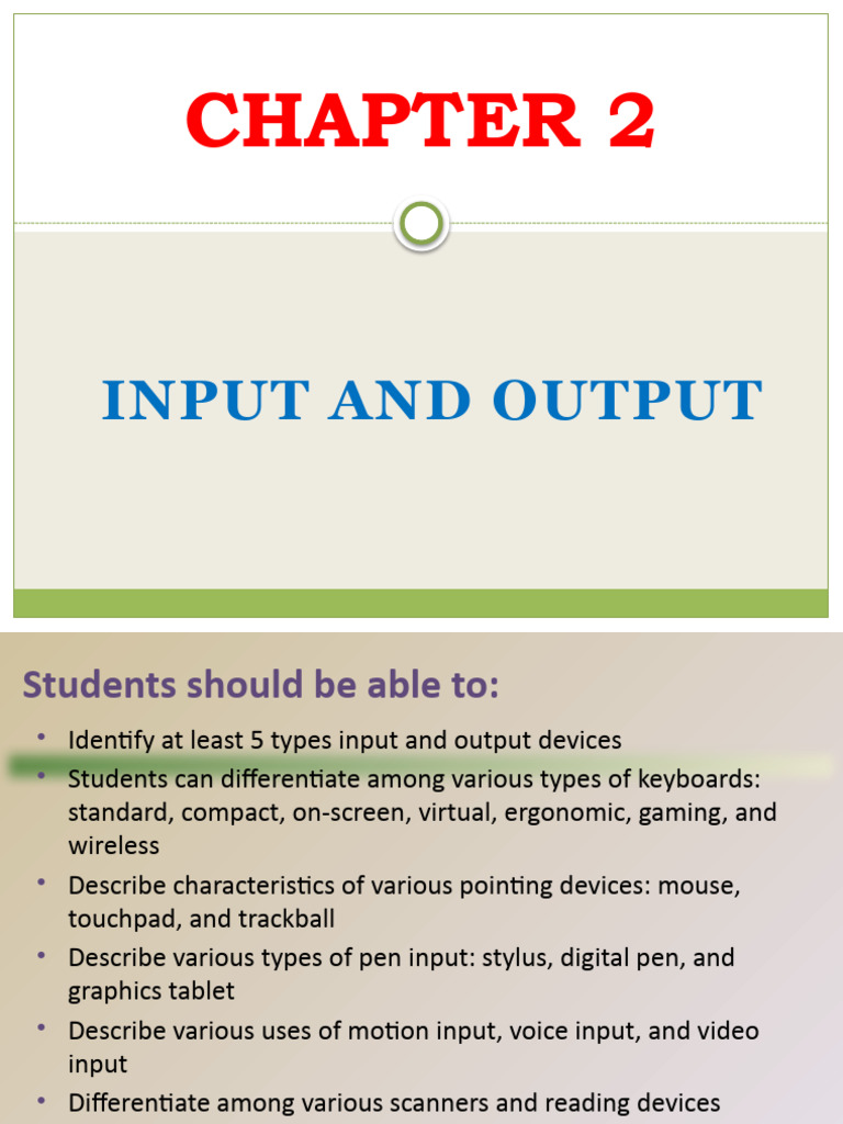Chp2-Input and Output V2 | PDF | Printer (Computing) | Computer Monitor Chp2-Input and Output V2 | PDF | Printer (Computing) | Computer Monitor