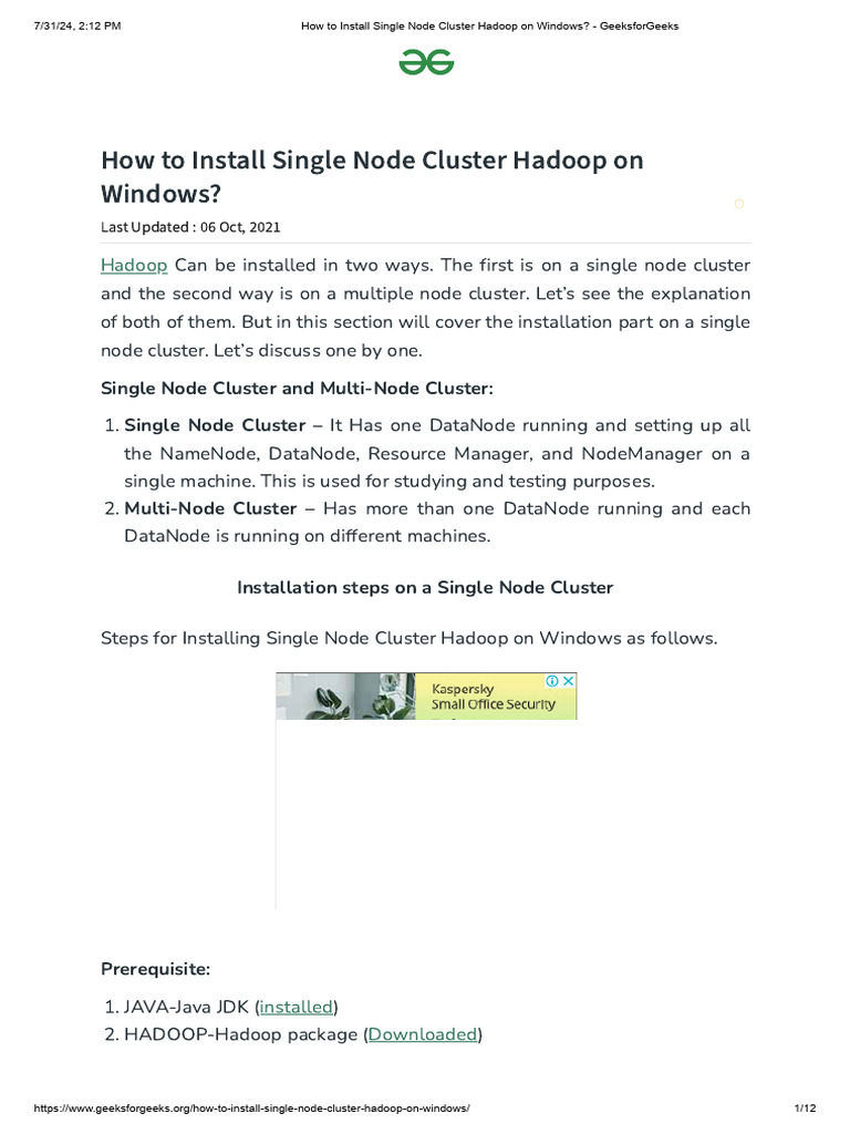 Hadoop Cluster Config Pdf Apache Hadoop Computer Cluster 