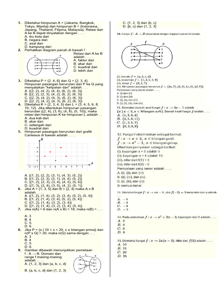 Soal Relasi Fungsi | PDF