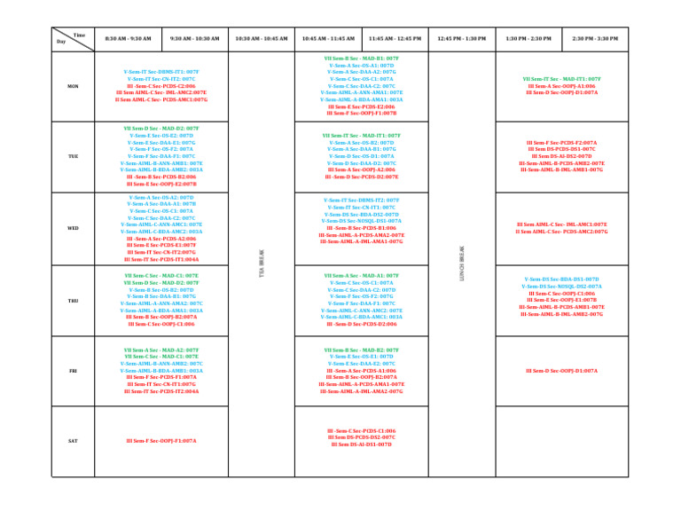 Lab Time Table | PDF
