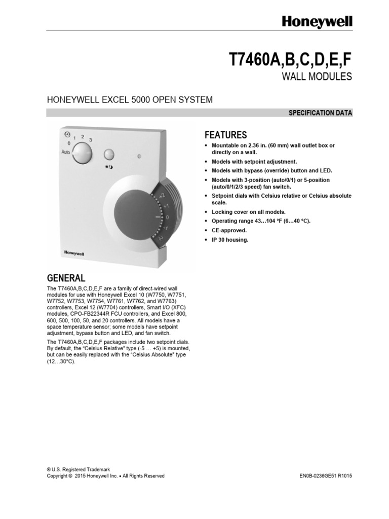 T7460 A, B, C, D, E, F Wall Modules | PDF | Switch | Electrical Engineering