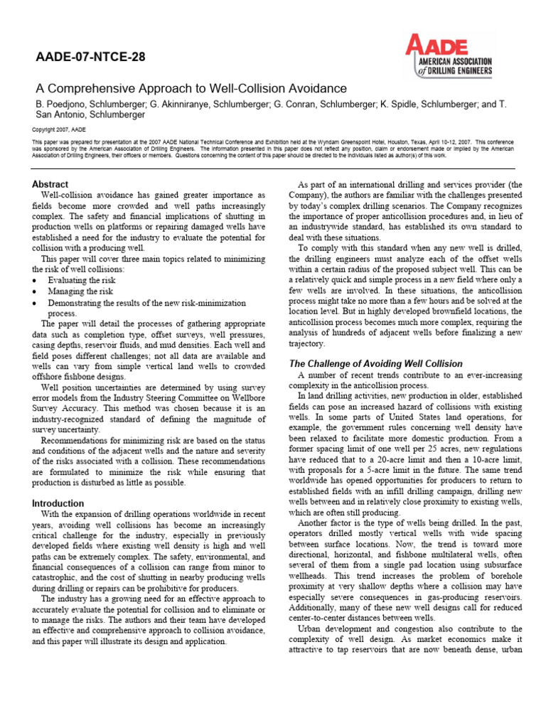 A Comprehensive Approach To Well-Collision Avoidance | PDF | Risk ...
