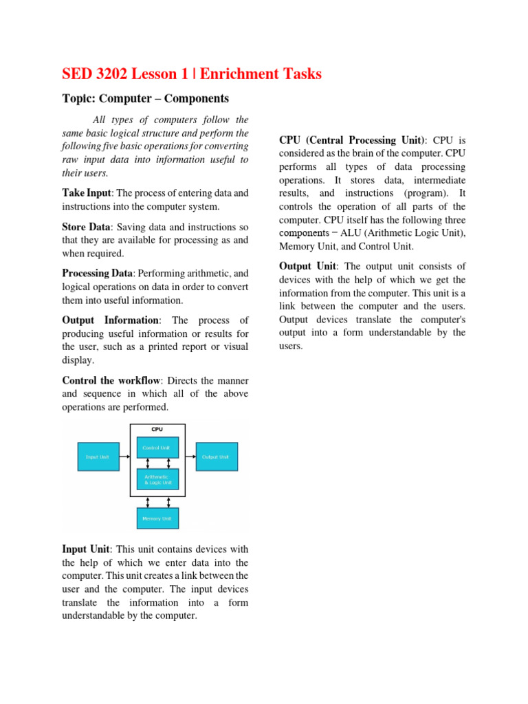 SED 3202 Lesson 1 | PDF | Input/Output | Network Interface Controller
